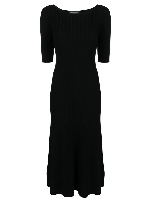 ROBERTO COLLINA Ribbed-knit Midi Dress - Black