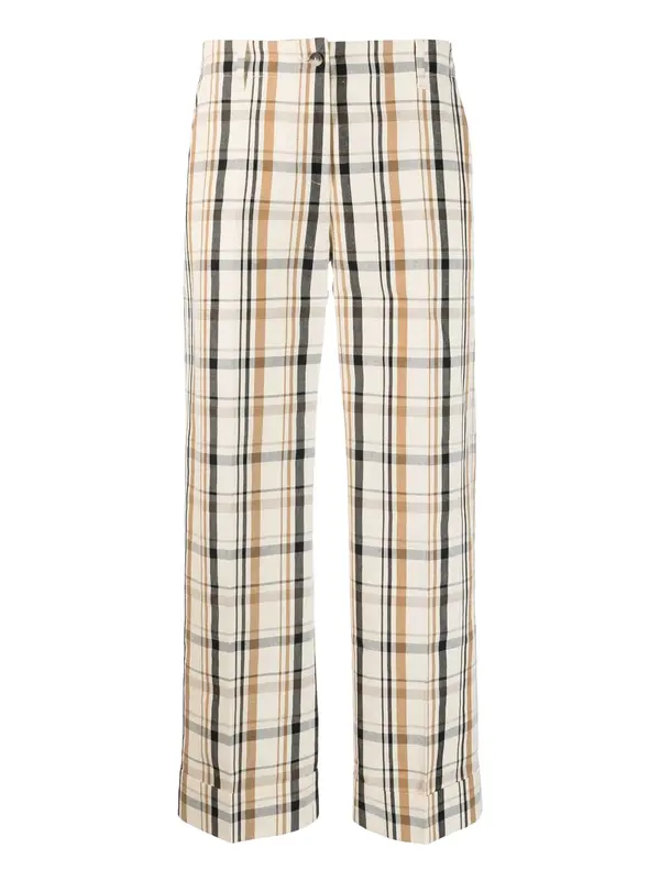 Alberto Biani Plaid Cropped Trousers - Neutrals