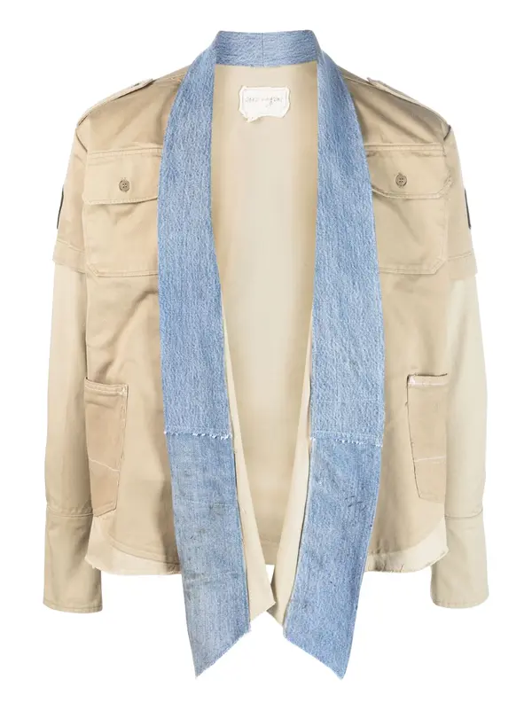GREG LAUREN Two-tone Military Jacket - Neutrals