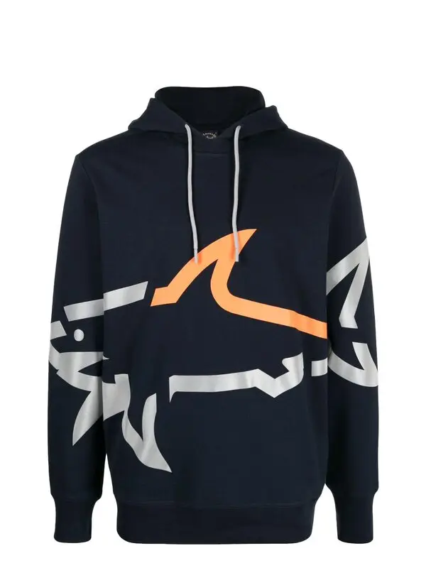 Paul & Shark Shark Print Hoodie - Blue