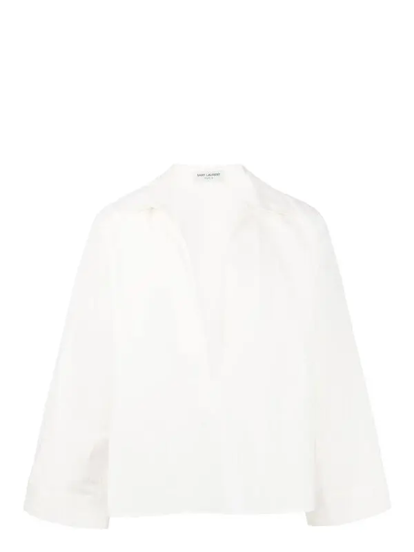 Saint Laurent V-neck Linen Shirt - White