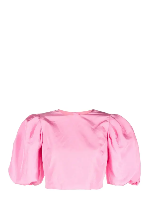 MSGM Puff-sleeved Crop Top - Pink