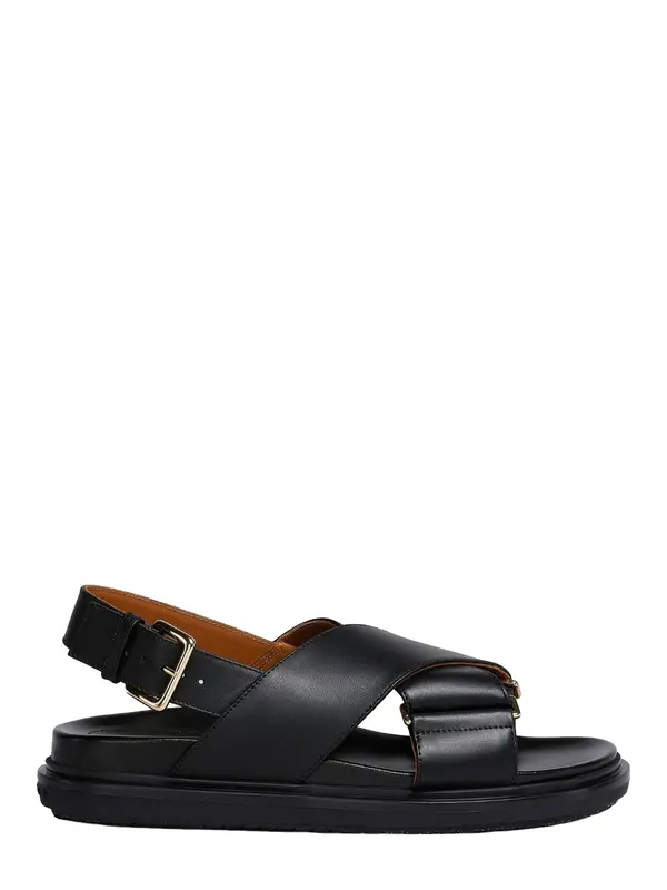Marni Fussbet Leather Sandals - Black