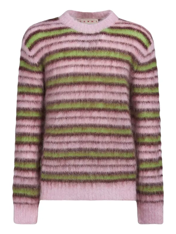 Marni Striped Mohair-blend Jumper - Pink