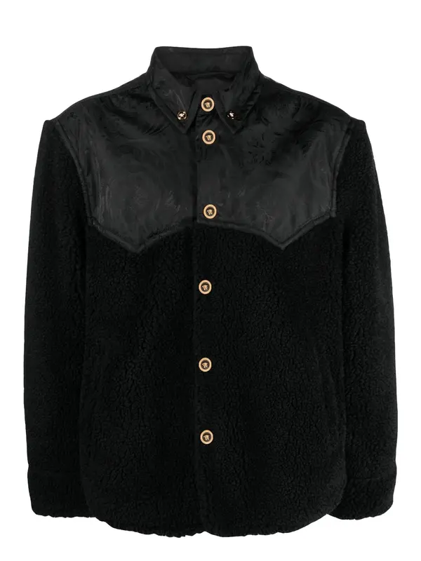 Versace Barocco Silhouette Fleece Jacket - Black