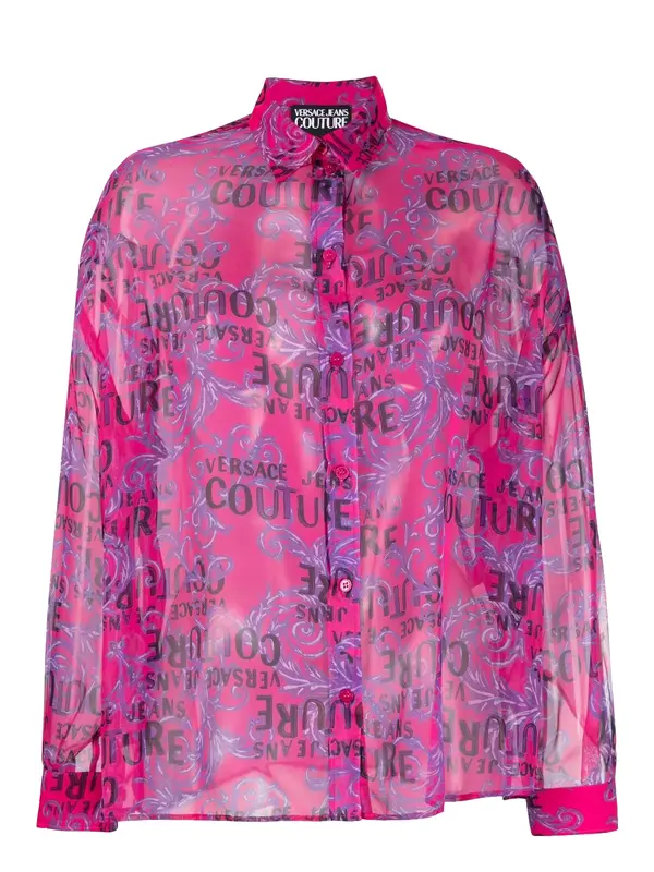 Versace Logo-print Long-sleeve Shirt - Pink