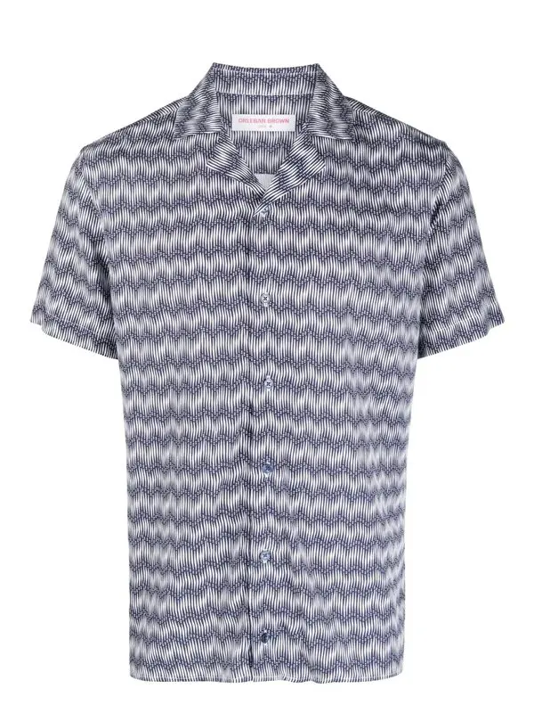 Orlebar Brown Travis Chevron Short-sleeve Shirt - Blue