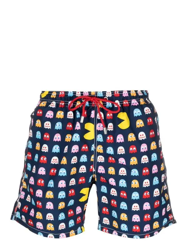 MC2 SAINT BARTH Pacman Print Drawstring Swim Shorts - Blue