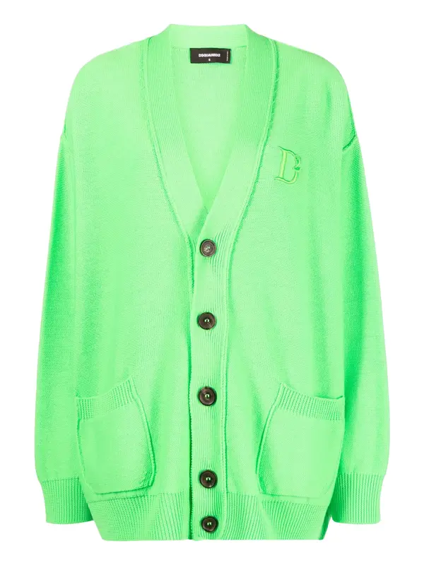 Dsquared2 Embroidered Virgin Wool Cardigan - Green