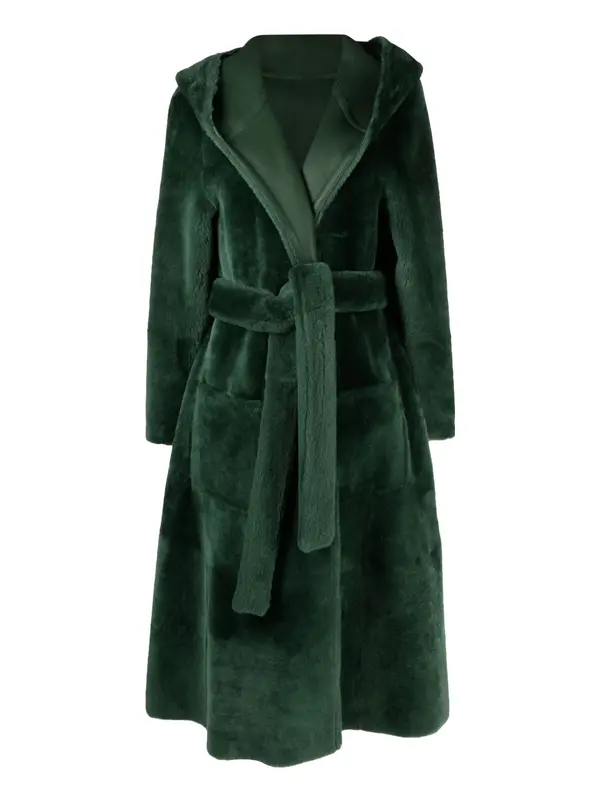 LISKA Reversible Hooded Sheepskin Coat - Green