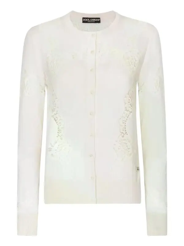 Dolce & Gabbana Lace-inserts Buttoned Cardigan - White