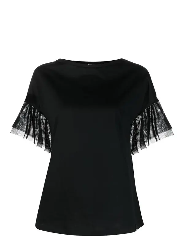 Herno Tulle Insert Cotton T-shirt - Black