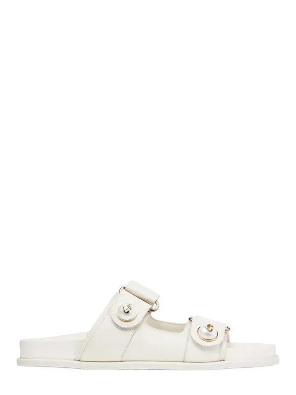JIMMY CHOO Fayence Leather Flat Sandals - Neutral
