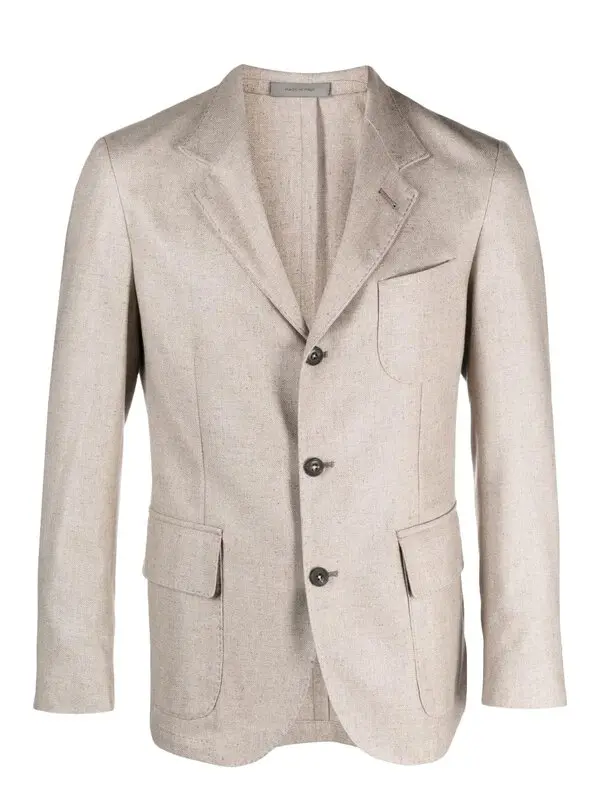 Corneliani Single Breasted Wool-blend Blazer - Neutrals