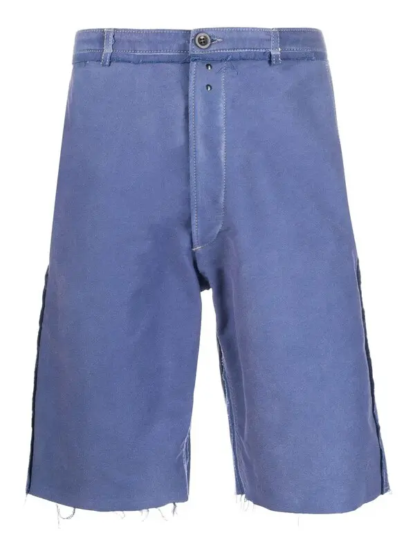 MAISON MARGIELA Raw-edge Cotton Bermuda Shorts - Blue