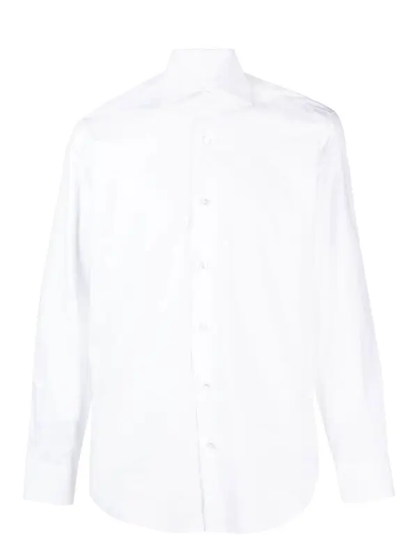 BARBA NAPOLI Spread-collar Cotton Shirt - White