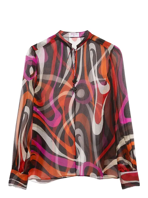 Emilio Pucci Wave-print Silk Blouse - Black