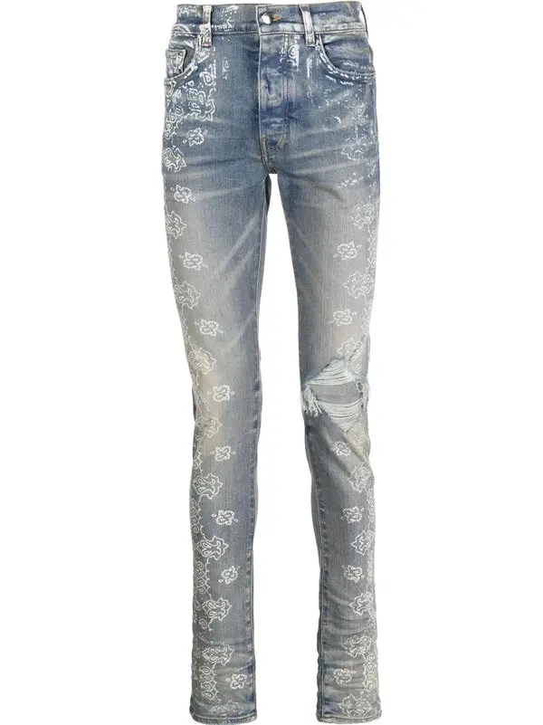 Amiri Bleach Bandana Jeans - Blue
