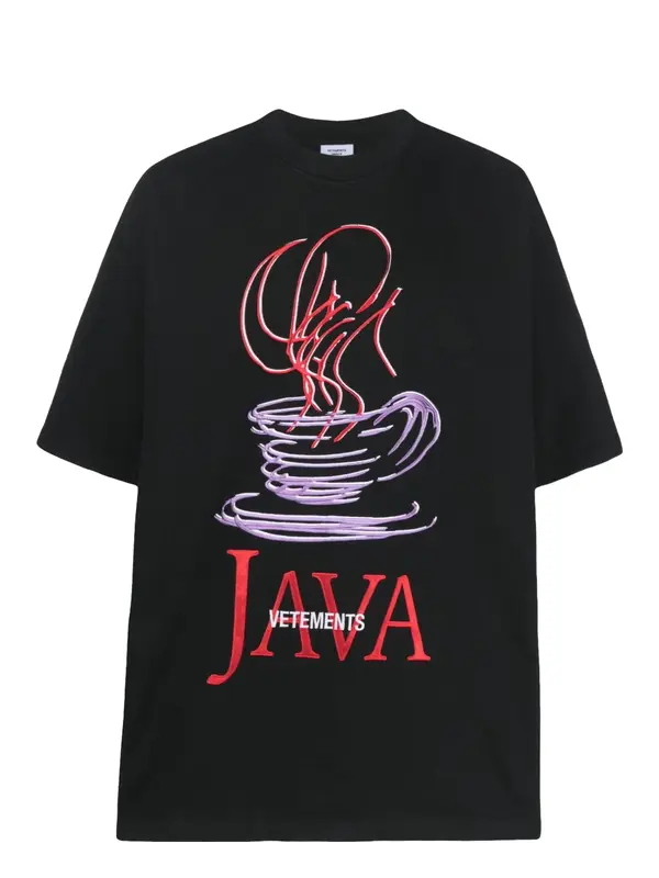 Vetements Java Logo-embroidered T-shirt - Black