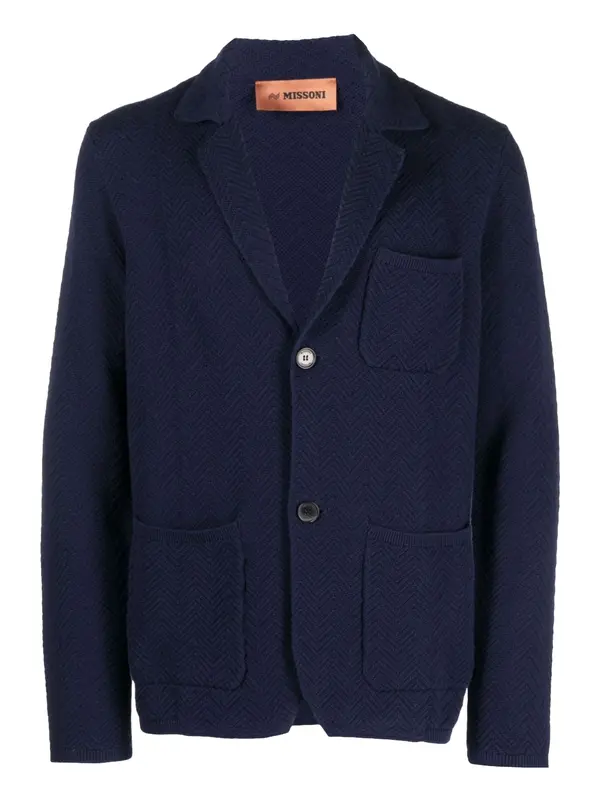 Missoni Zig-zag Weave Single-breasted Jacket - Blue