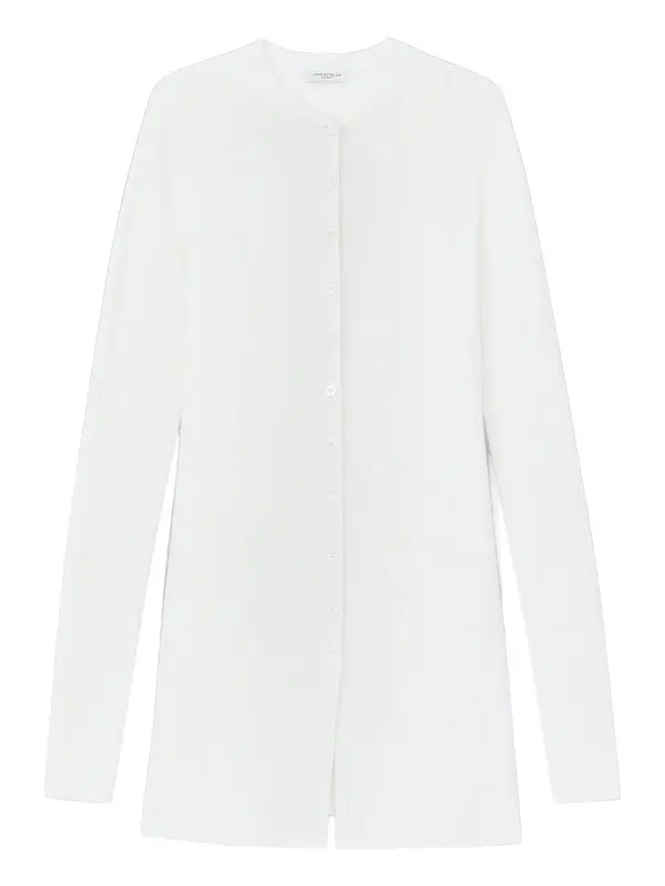 Lafayette 148 New York Finespun Voile Ribbed Long Cardigan - Cloud