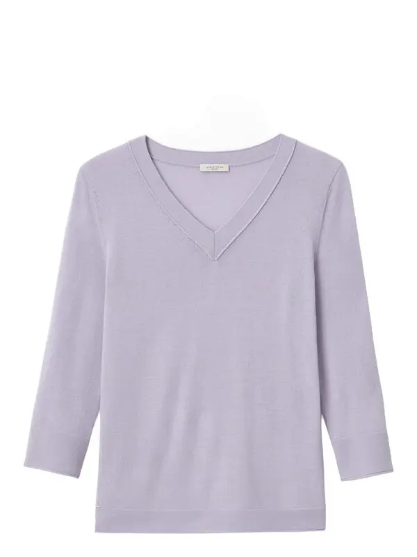 Lafayette 148 New York Fine Cashmere V-neck Sweater - Arctic Amethyst