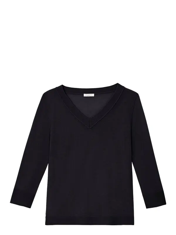 Lafayette 148 New York Fine Cashmere V-neck Sweater - Black