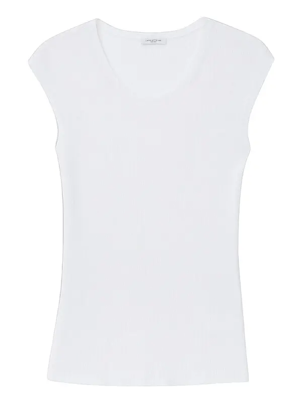 Lafayette 148 New York Finespun Voile Ribbed Cap Sleeve Top - Cloud
