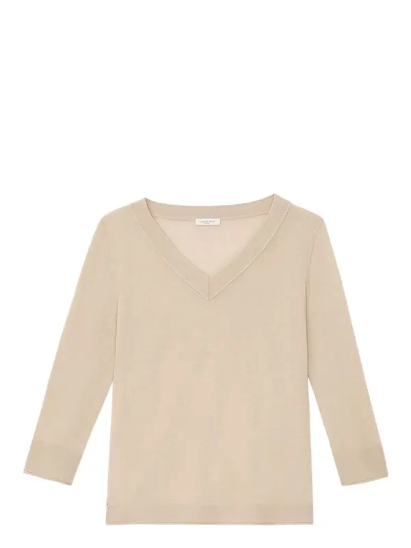 Lafayette 148 New York Fine Cashmere V-neck Sweater - Dune