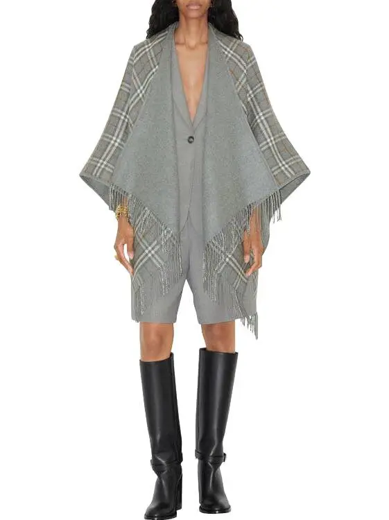 Burberry Vintage Check Wool Cape - Grey