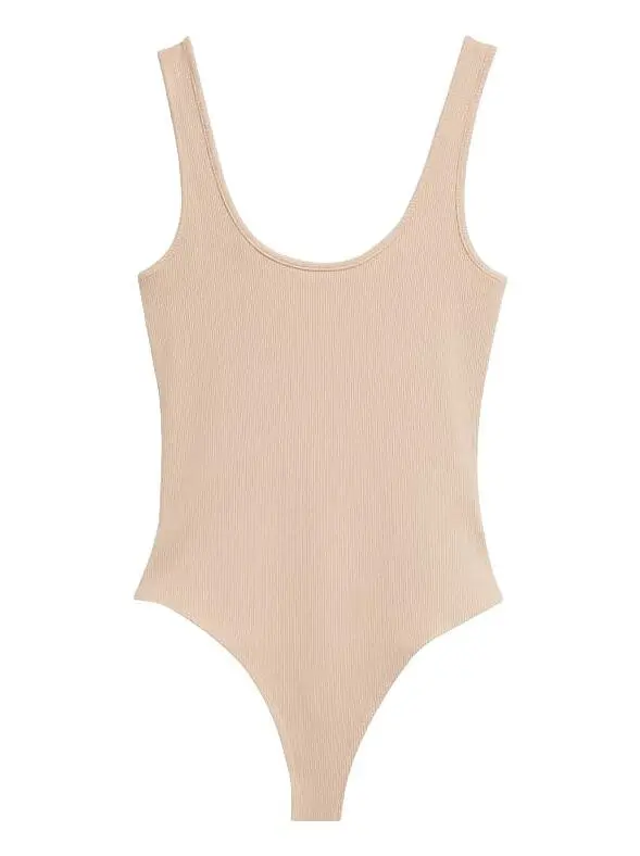 L'Agence Nica Scoop Neck Tank Bodysuit - Cappuccino