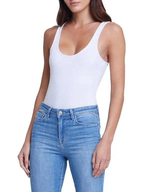 L'Agence Nica Scoop Neck Tank Bodysuit - White