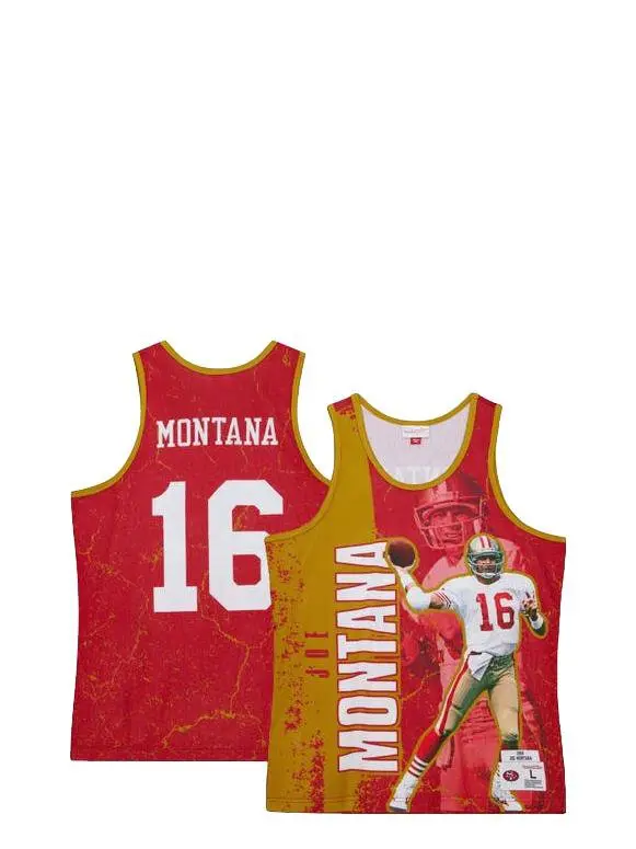 Mitchell & Ness Joe Montana San Francisco 49ers 1989 Player Burst Tank Top - Scarlet
