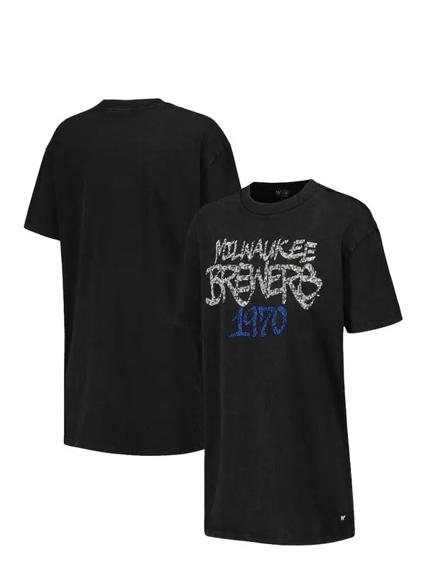 THE WILD COLLECTIVE Milwaukee Brewers Graphic T-shirt Dress - Black