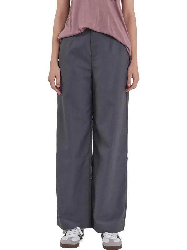 GREY LAB Relaxed High Waist Wide Leg Pants - Heather Grey