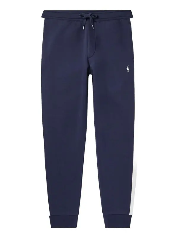 Polo Ralph Lauren Wimbledon Tapered Mesh-trimmed Cotton-blend Track Pants - Blue