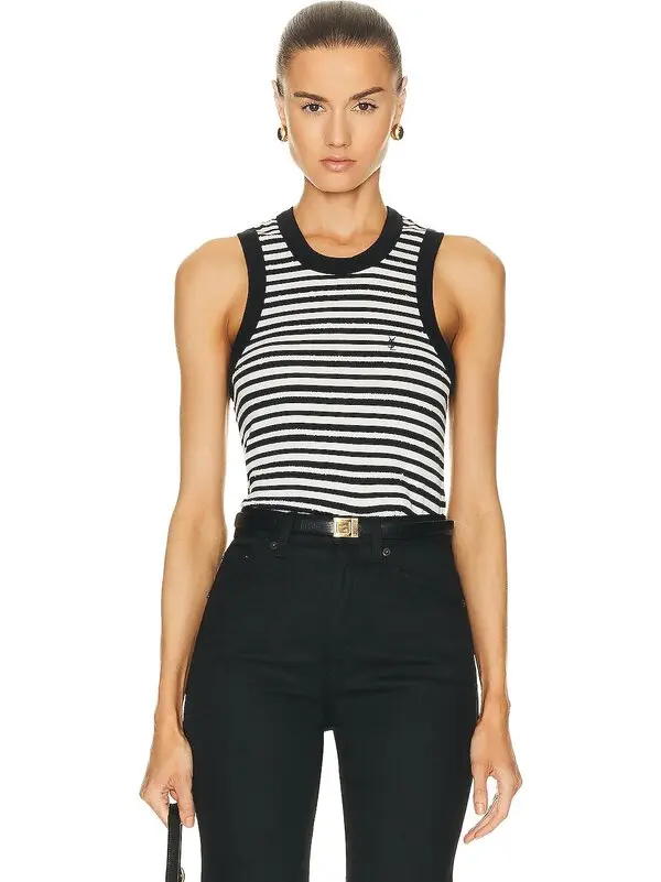 Saint Laurent Jersey Tank Top - Noir & Natural