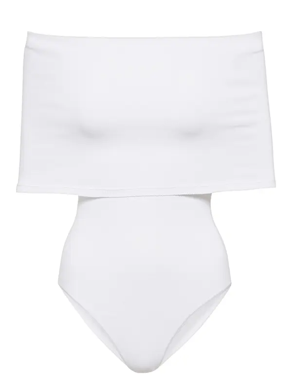 Alaïa Off-shoulder Knit Bodysuit - White