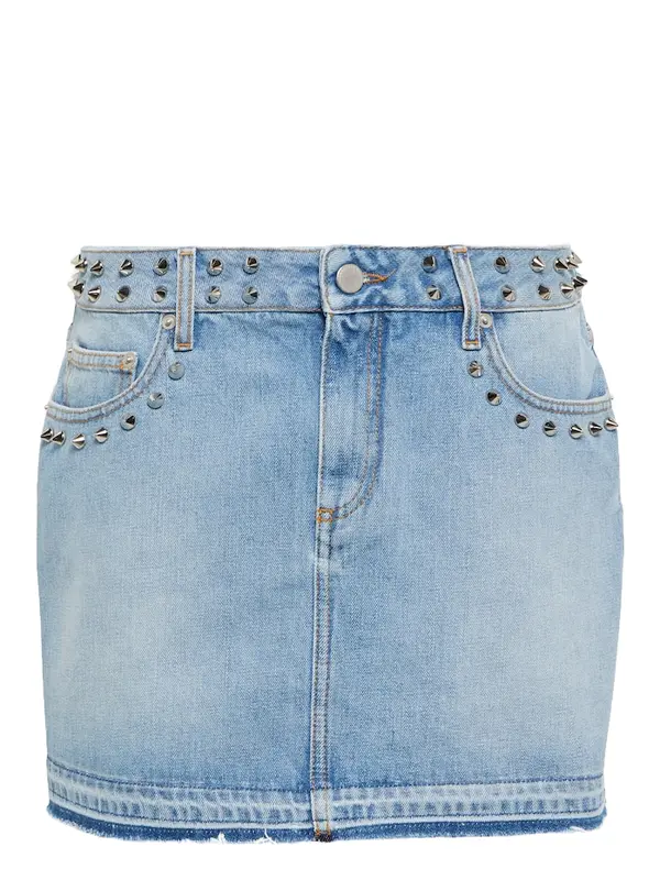 Alessandra Rich Embellished Denim Miniskirt - Blue