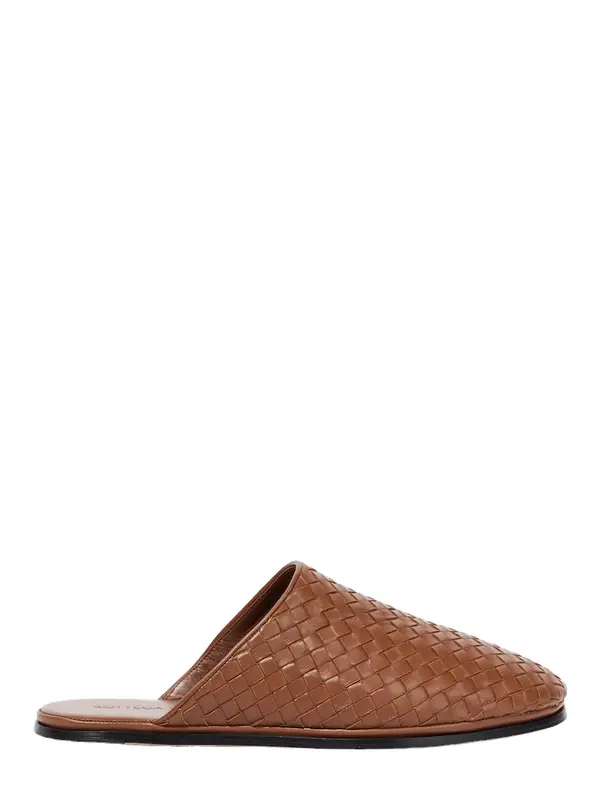 Bottega Veneta Intrecciato Leather Slippers - Brown