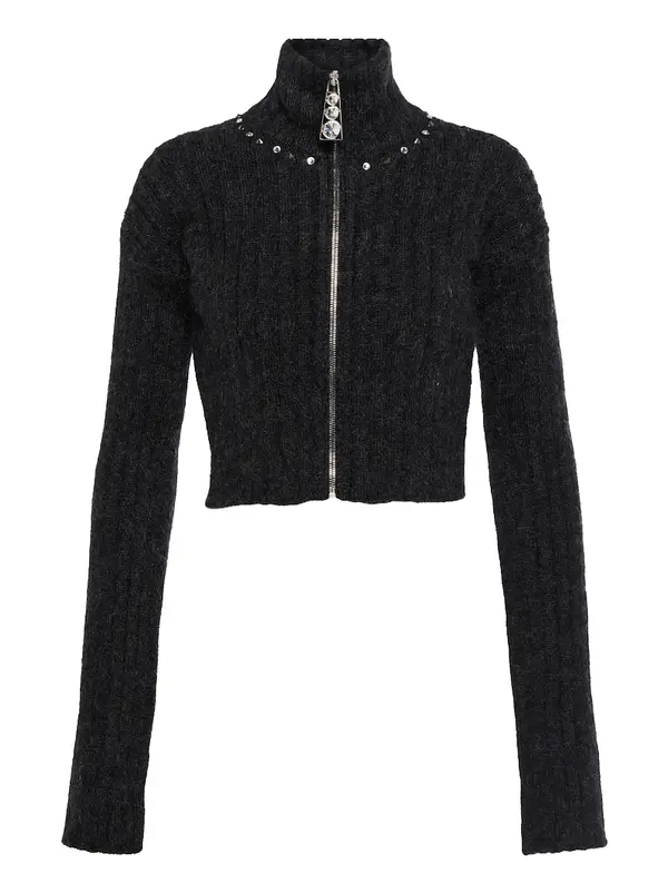 Alessandra Rich Embellished Wool-blend Sweater - Black