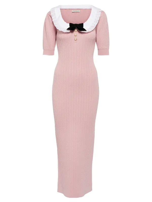 Alessandra Rich Embellished Cotton-blend Midi Dress - Pink