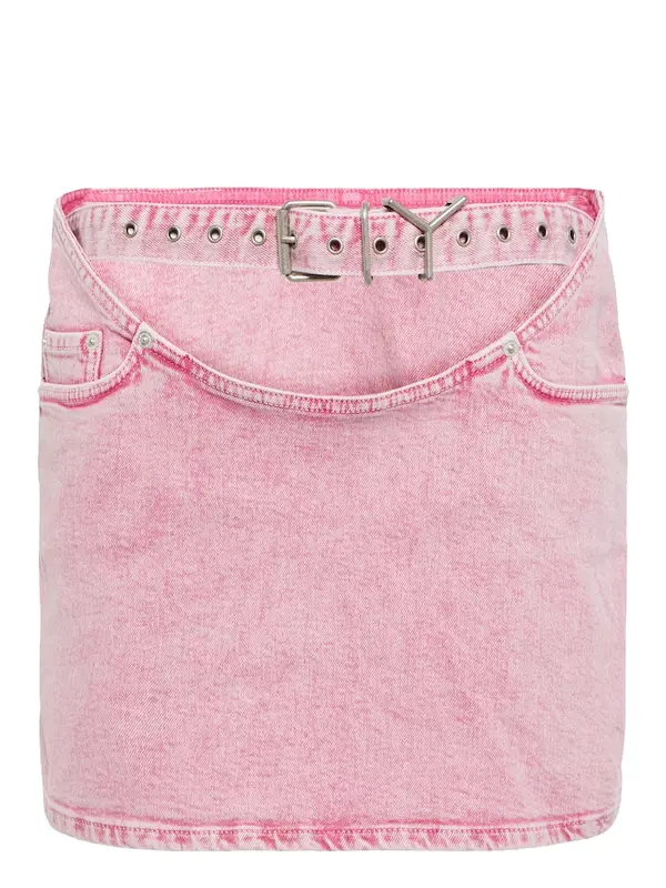 Y/project Belted Denim Miniskirt - Pink
