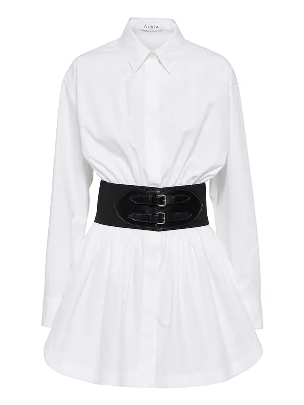 Alaïa Belted Cotton Poplin Shirt - White