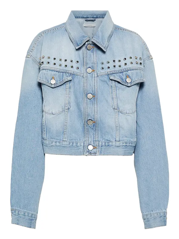 Alessandra Rich Embellished Denim Jacket - Blue