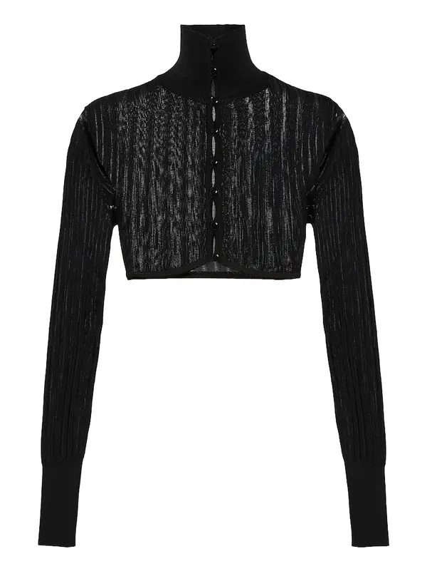 Alaïa Ribbed-knit Cropped Cardigan - Black