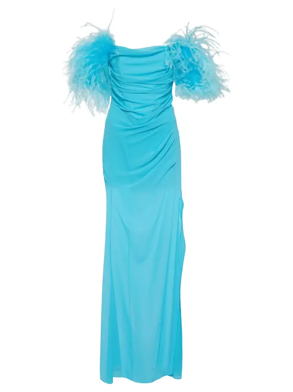 Giuseppe Di Morabito Feather-trimmed Maxi Dress - Blue