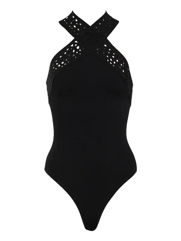 Alaïa Vienne Halterneck Bodysuit - Black
