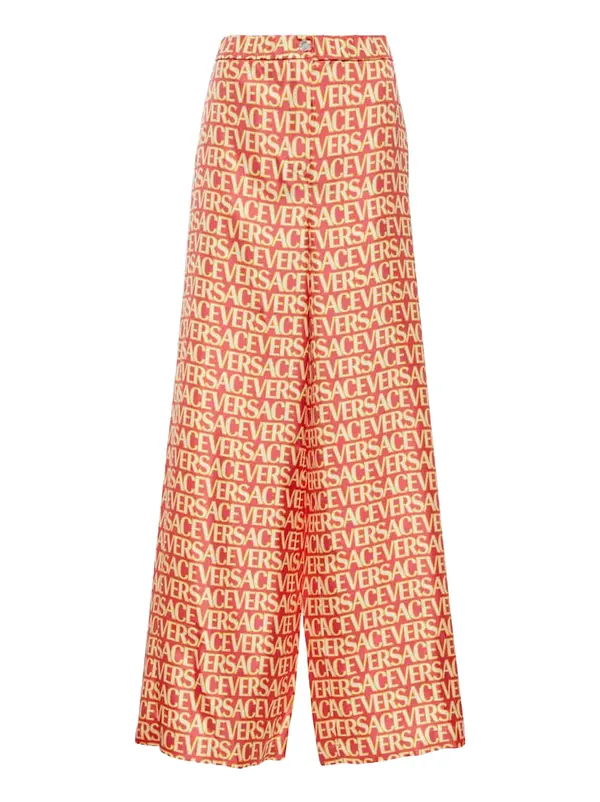 Versace Logo Wide-leg Pants - Pink