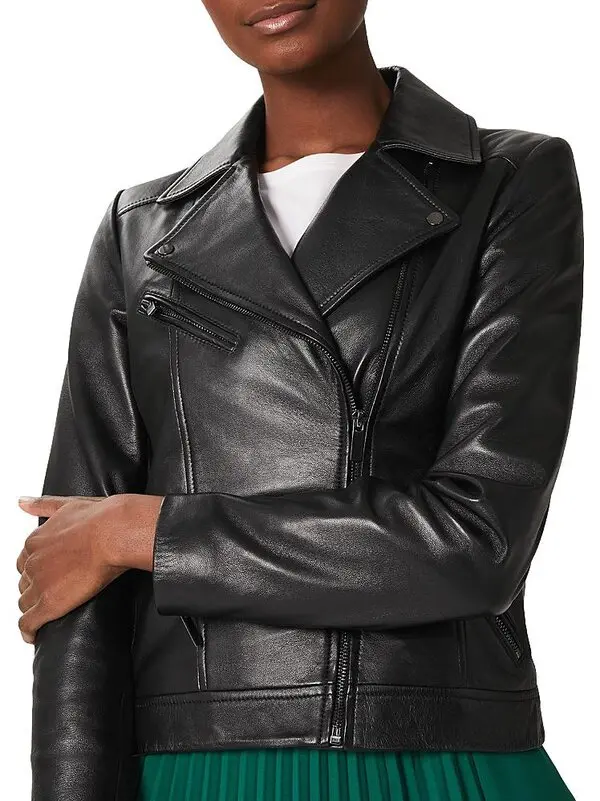 HOBBS LONDON Dakota Leather Moto Jacket - Black